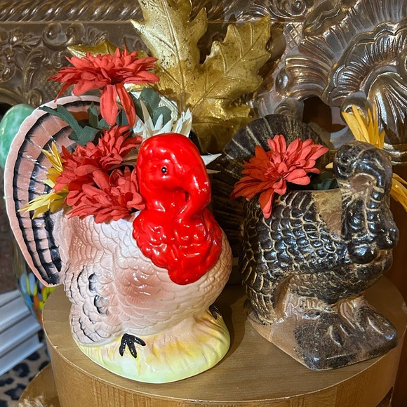 Vintage | Holiday | Vintage Ceramic Turkey Planters Or Vases Fall Decor ...